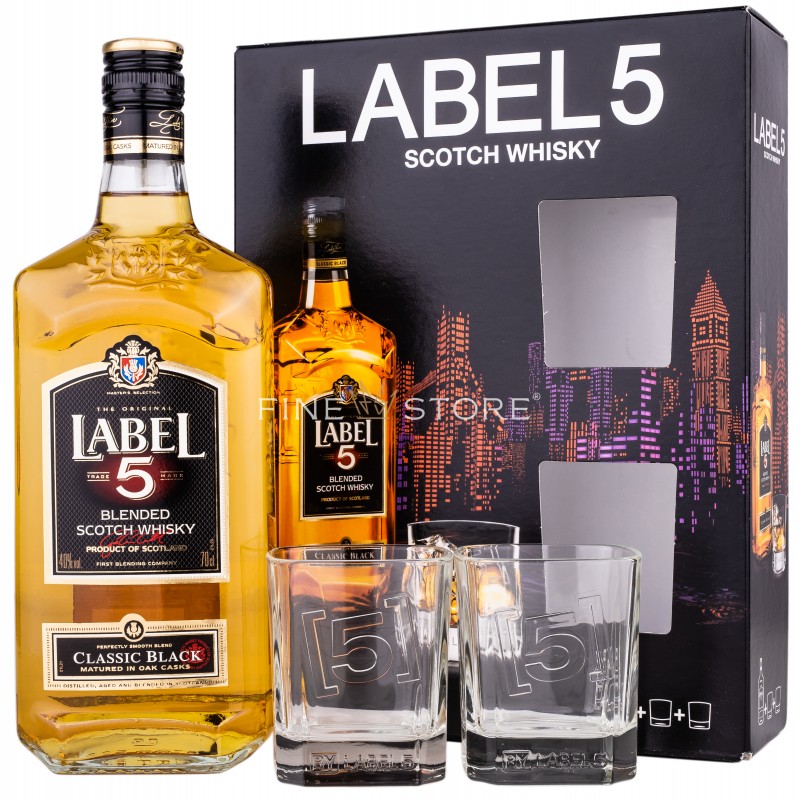 Label 5 Classic Black Cu 2 Pahare 0.7L Whisky Blended Whisky | FineStore