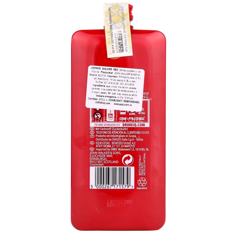 Johnnie Walker Red Label Pocket 0.2L Whisky Blended Whisky | FineStore