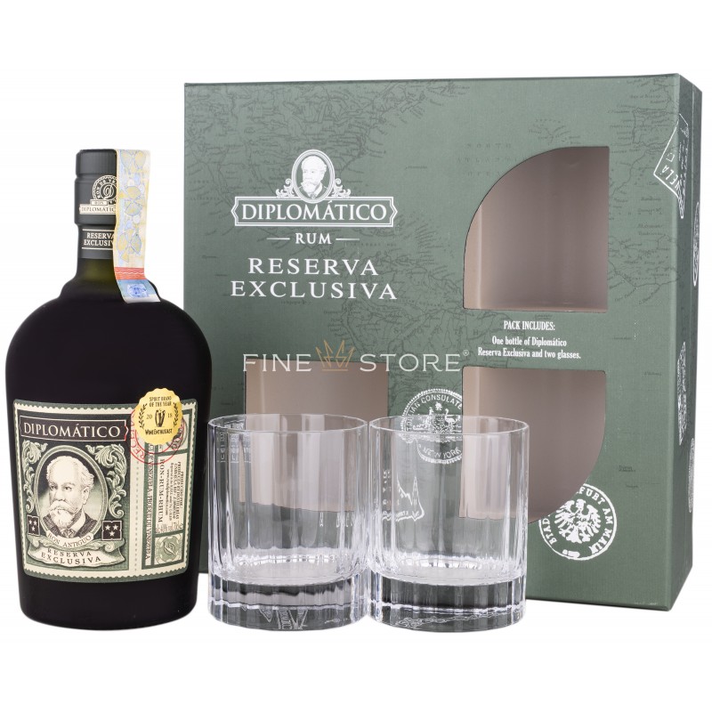 Diplomatico Reserva Exclusiva cu 2 Pahare 0.7L Rom | FineStore