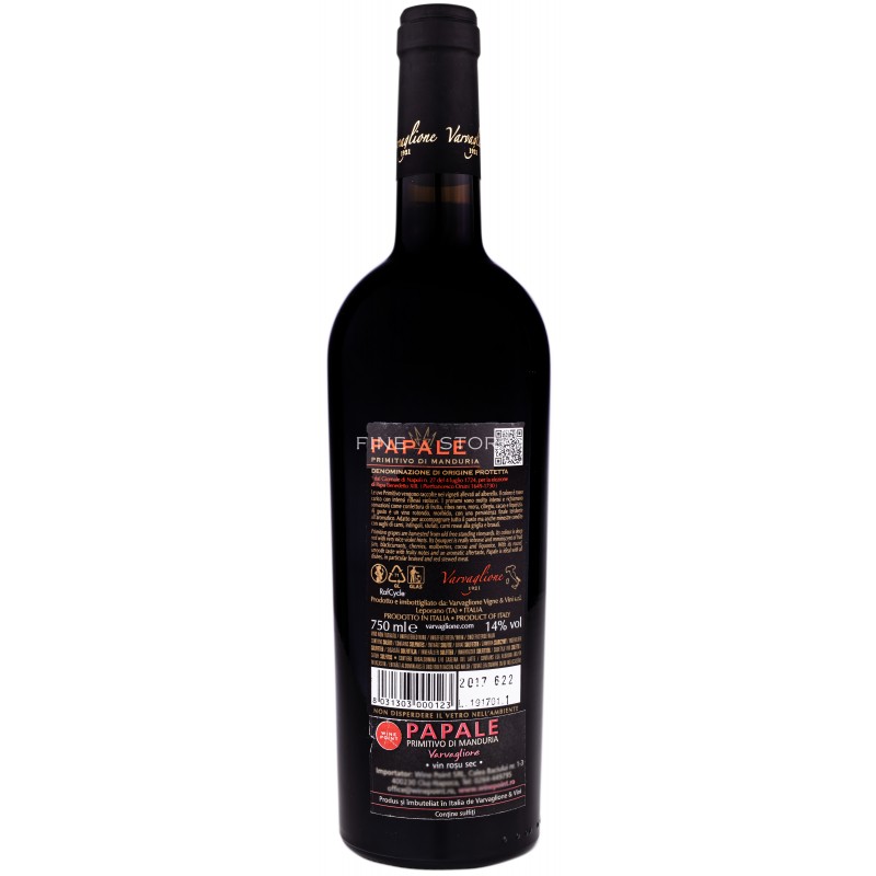 Varvaglione Papale Primitivo Di Manduria 0.75L Vin Italia | FineStore