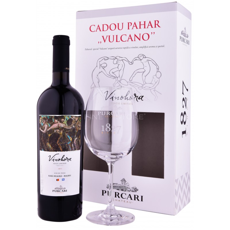 Purcari Vinohora Rosu Rara Neagra & Malbec cu Pahar 0.75L Vin Republica ...